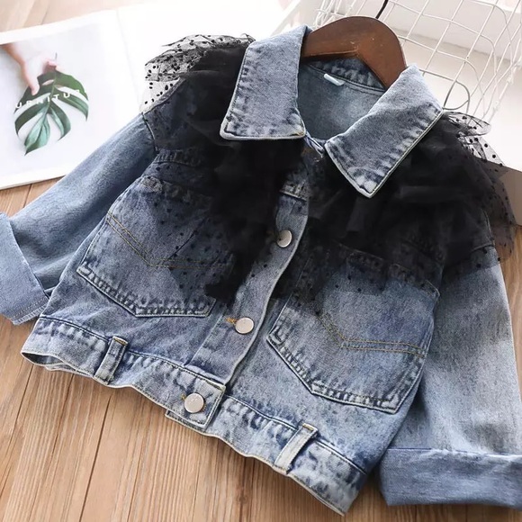 Jackets & Coats | New Toddler Girls Denim Jacket With Ruffles Lace ...